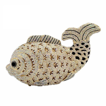 Luxury Diamond Clutch , Crystal Evening Bag In Fish Design For Party In ...