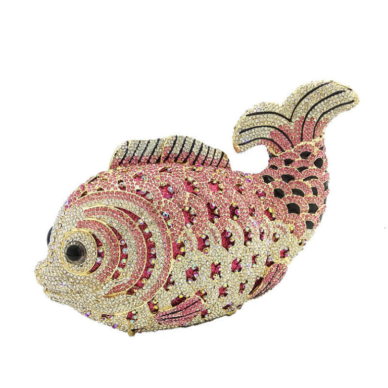 Luxury Diamond Clutch , Crystal Evening Bag In Fish Design For Party In ...