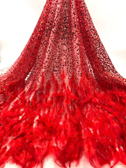 High Quality Bridal Lace Fabric In Feather Lace With Sequins Fabric 5 ...