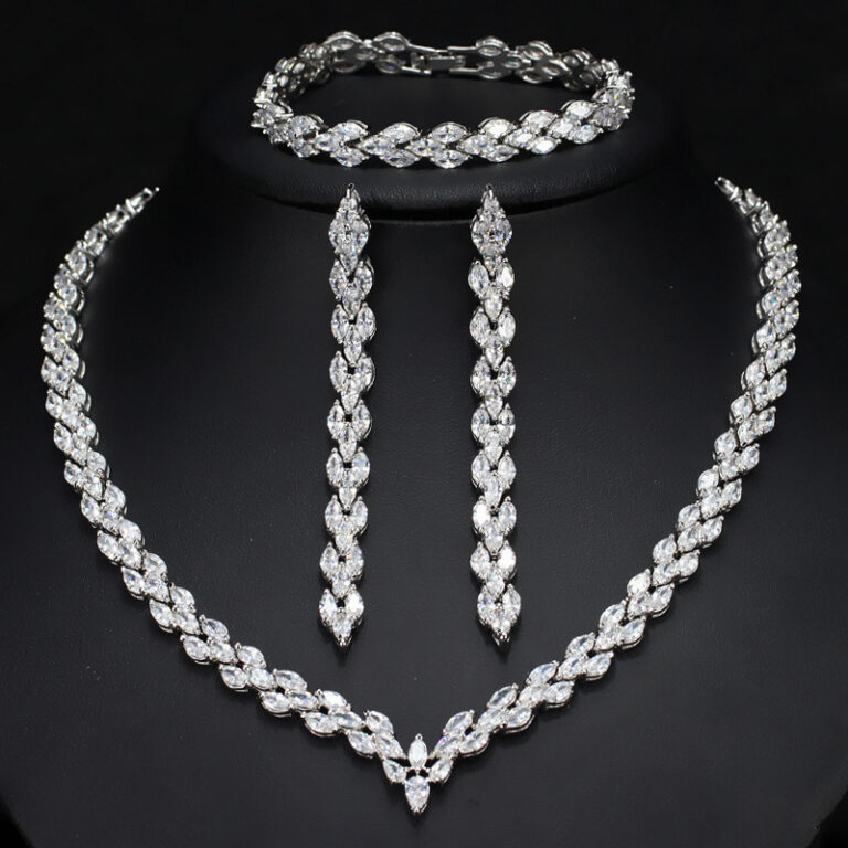 Brilliant Jewelry Set - Classy CZ Stone Earrings Necklace Set For ...