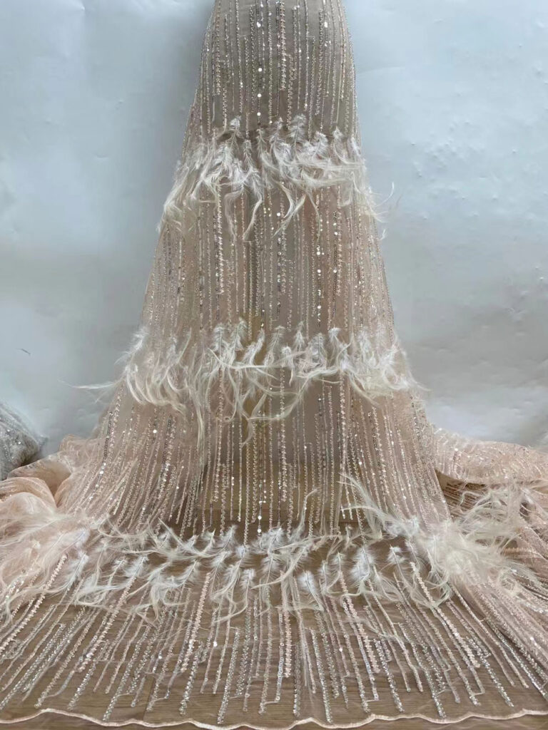 Fashion Bridal Lace Fabric 3D Feather Lace Fabric Sequin Lace Fabric ...